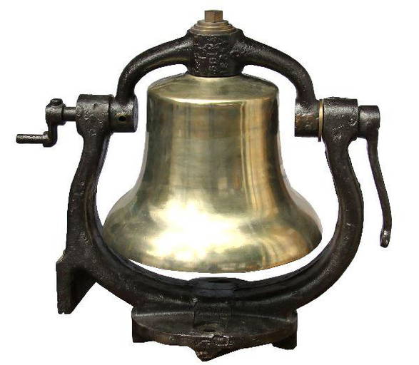Large Bronze Locomoive Bell On Iron Yoke