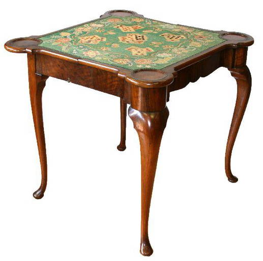 Chippendale Folding Game Table With Needlepoint