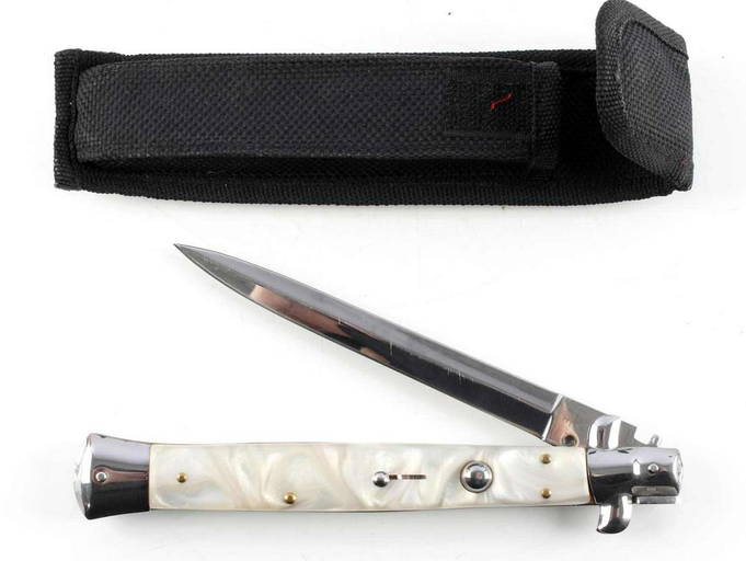 13 Inch Italian Akc Switchblade Knife Mother Pearl