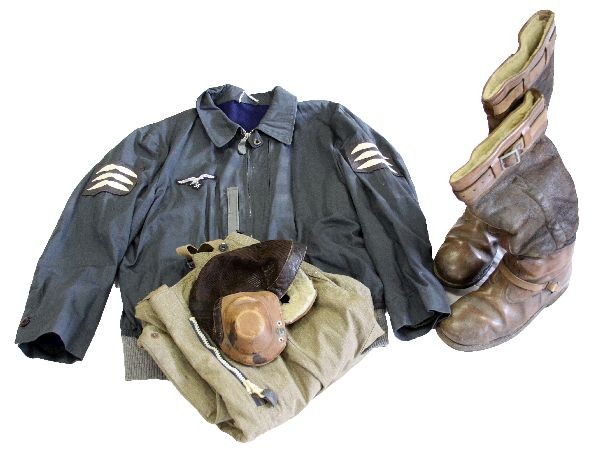 Wwii Luftwaffe Pilots Uniform With Boots & Helmet