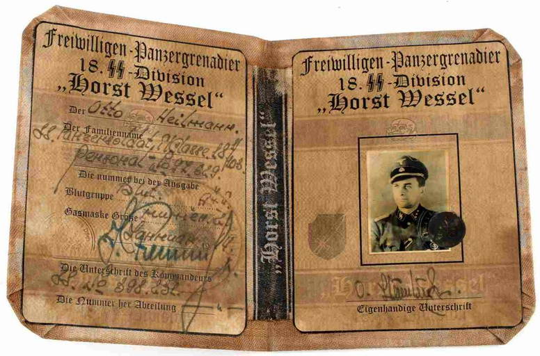 WWII GERMAN AUSWEIS ID WAFFEN SS HORST WESSEL - Jan 05, 2022 ...