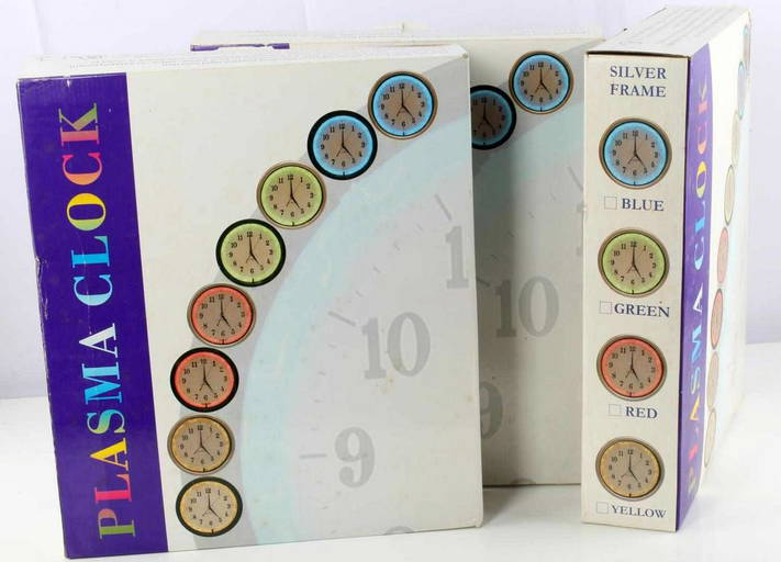 Lot Of 3 Timber Wolf Neon Plasma Wall Clocks