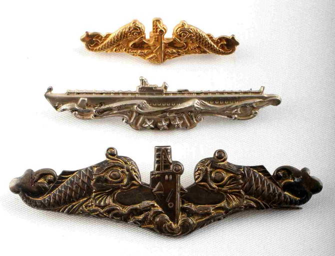 3 WWII USN STERLING SUBMARINE SUBMARINER BADGE LOT - Apr 06, 2022 ...