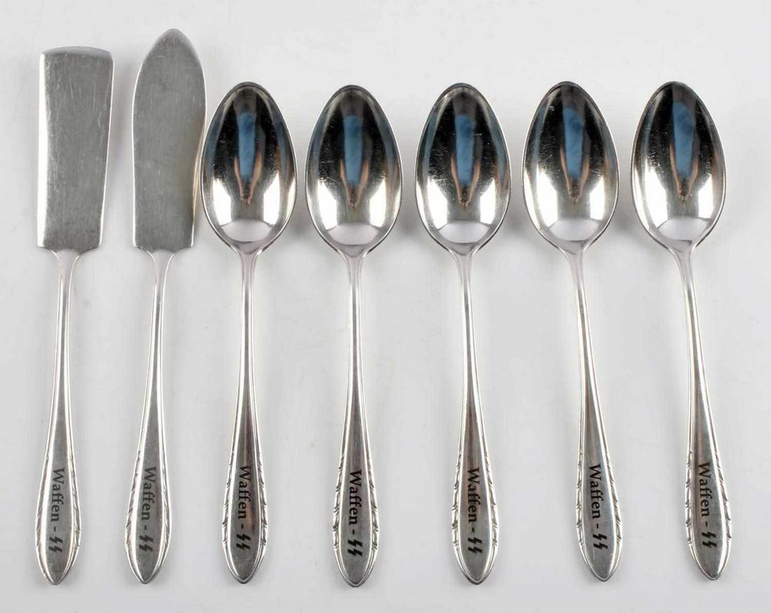 7 Wwii German Third Reich Waffen Silverware Silver