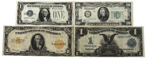 Large Small Size Currency Lot Gold Silver Certs