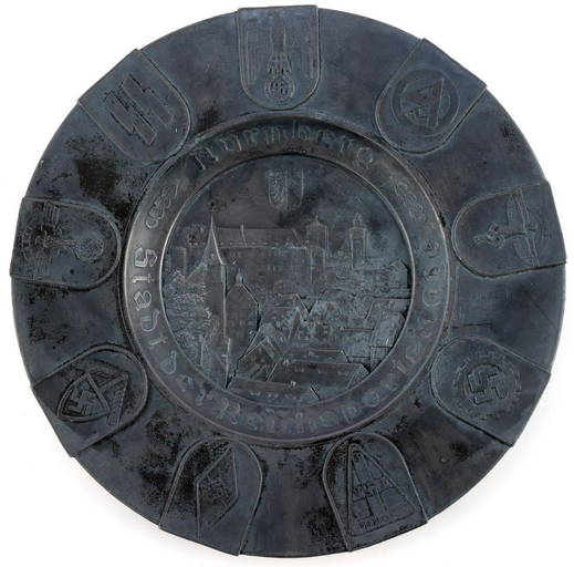 Wwii German Nuremberg Pewter Plate In Relief