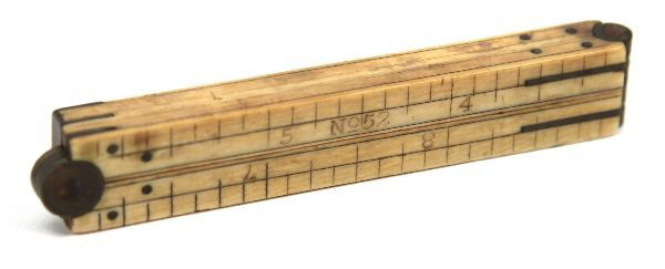 ANTIQUE IVORY FOLDING 12 INCH RULER