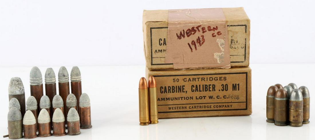 Antique Ammo Lot Wwi Wwii 45 Acp M1 30 Cal Maynard