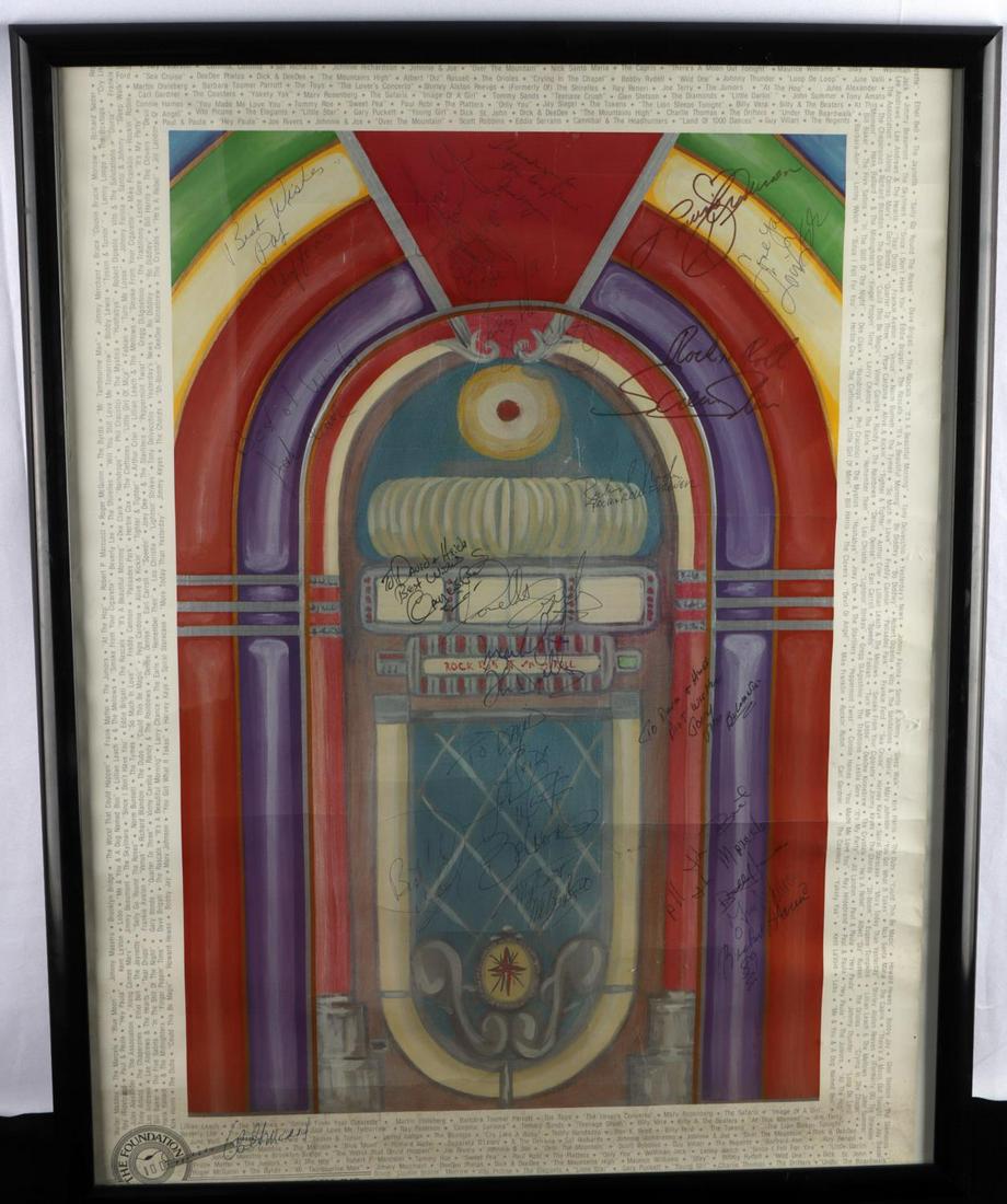 Vintage Jukebox Poster W Musican Autographs