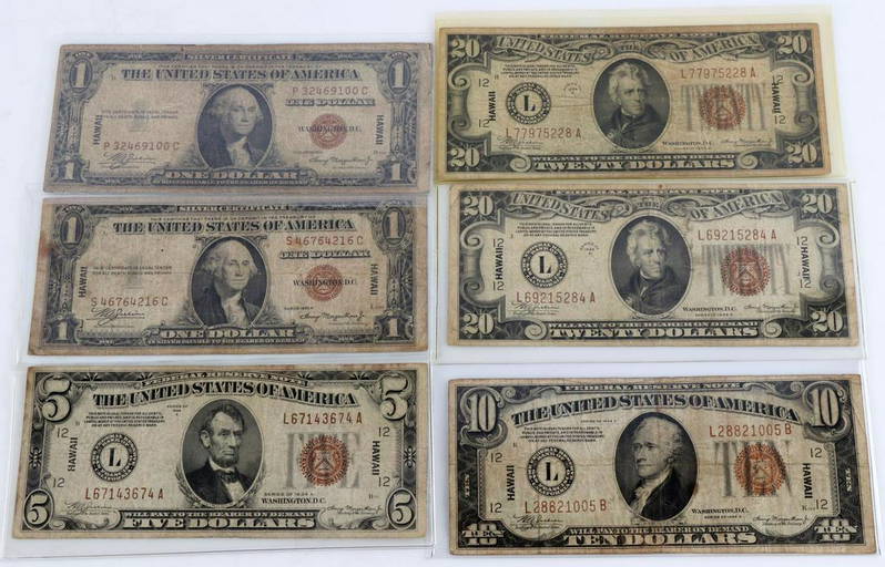 LOT OF 6 WWII HAWAII EMERGENCY BANKNOTES $57 FACE - Nov 30, 2022 ...