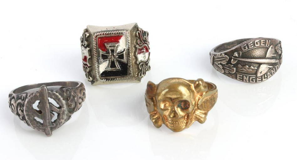 WWII GERMAN THIRD REICH RING LOT OF 4 TOTENKOPF (#9471) on Dec 20, 2022 ...