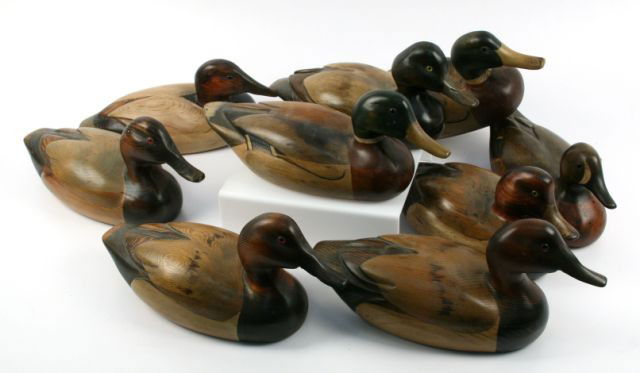 Lot Of 9 Duck Decoys Tom Taber Hersey Kyle Jr