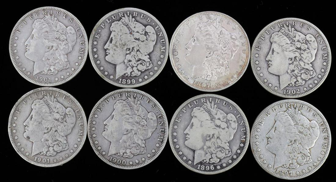 8 Morgan Silver Dollar Coins