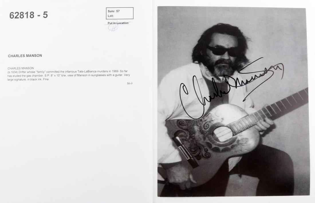 Charles Manson Signed Photograph Holding Guitar - Apr 19, 2023 ...