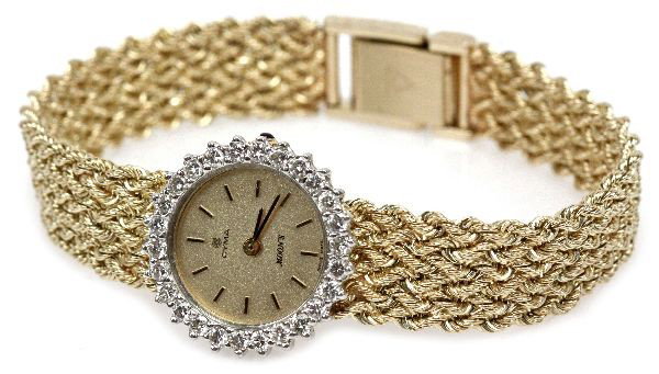 LADIES 14K DIAMOND CYMA WATCH NEW IN BOX 1 CTW