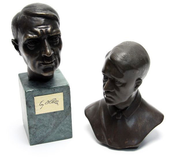 TWO HITLER BRONZE HITLER STATUES