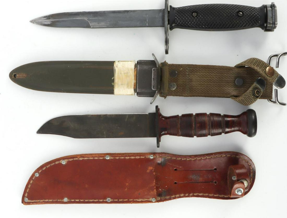 2 Wwii Kabar Fighting Knife & M7 Bayonet M8 Scab