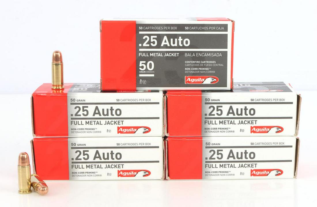 250 Rounds Of .25 Auto Fmj Aguila Ammo