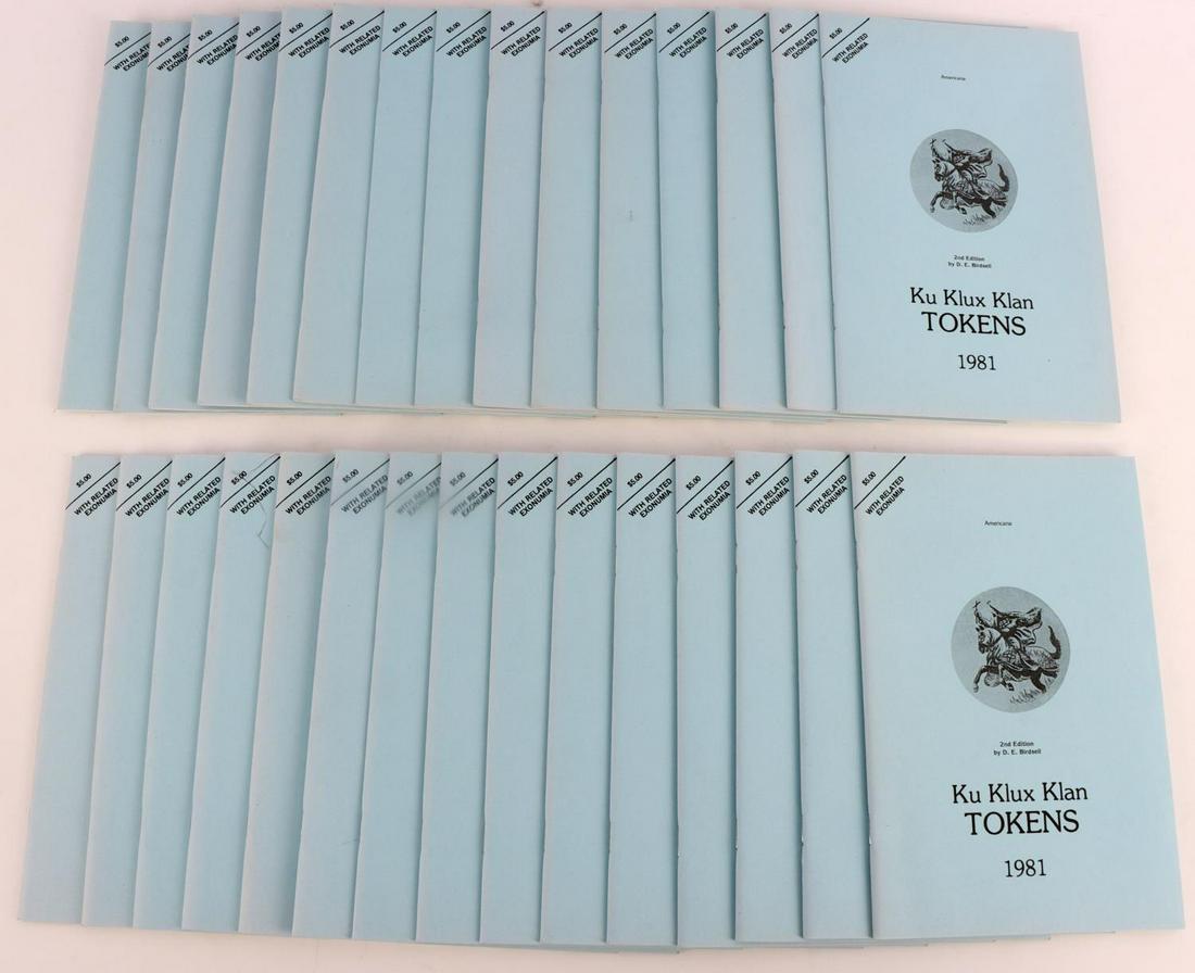 30 Kkk Ku Klux Klan Tokens 1981 D E Birdsell Book Auction