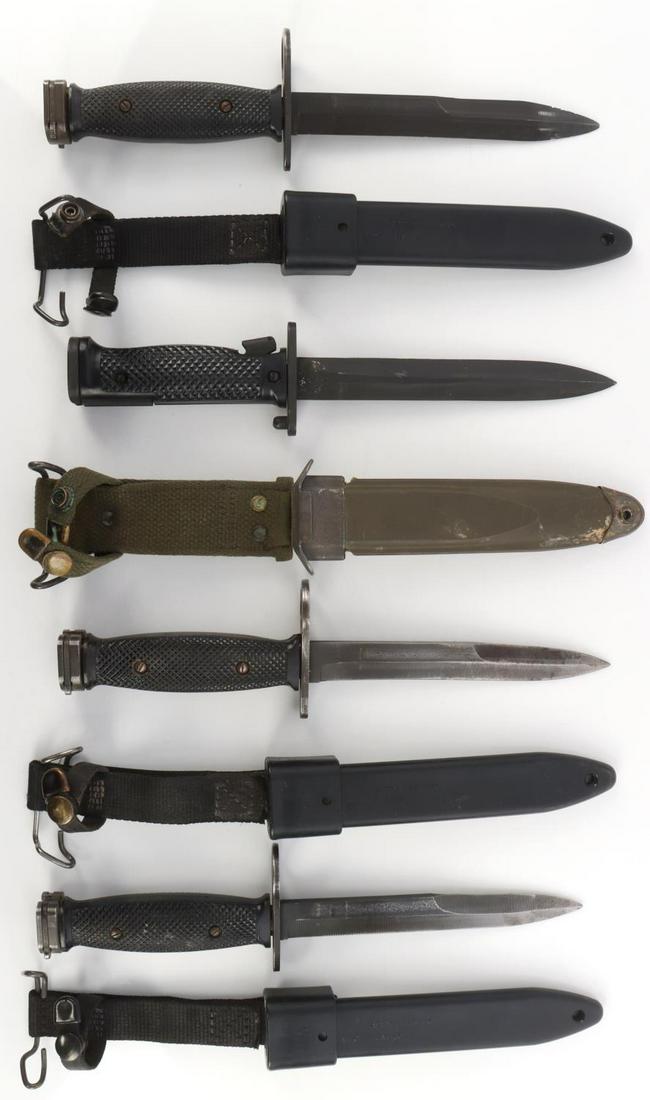4 Us Vietnam Era M7 & M5a1 Bayonets & Scabbard Lot Auction