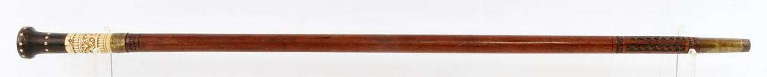Antique Hand Carved Wood Cane With Bone Handle Auction