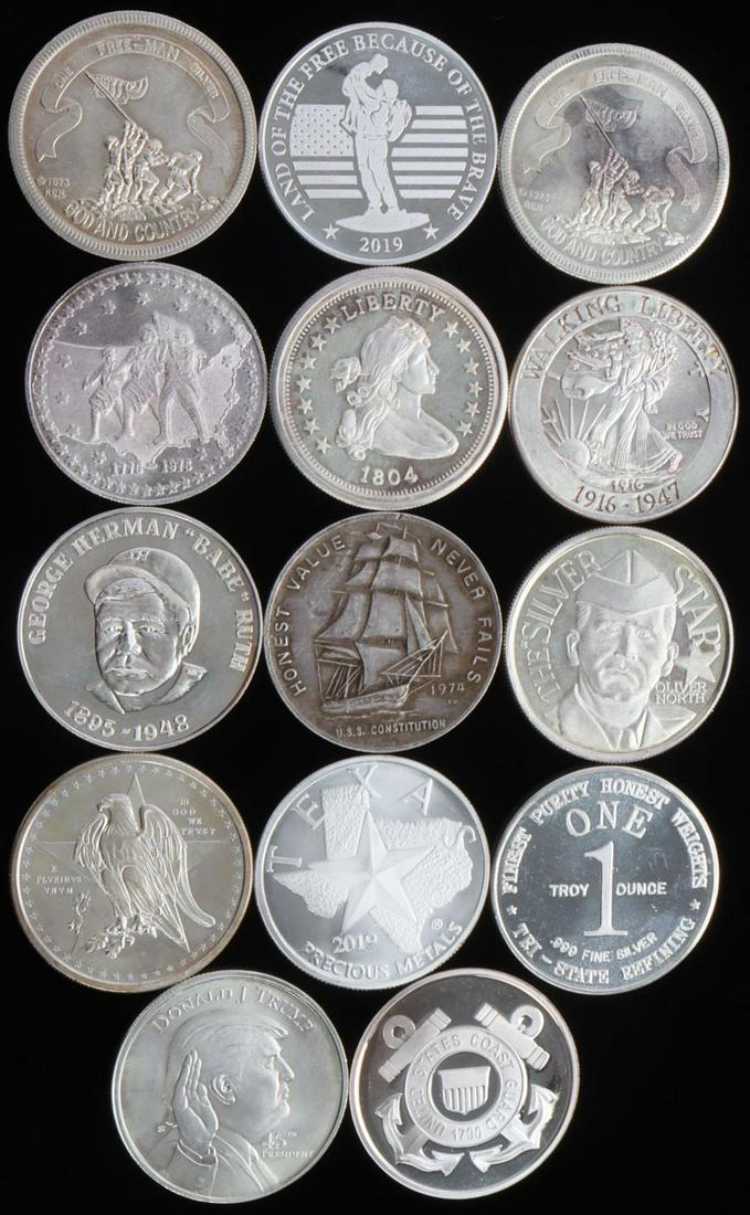 14 Assorted 1 Oz Silver Bullion Rounds