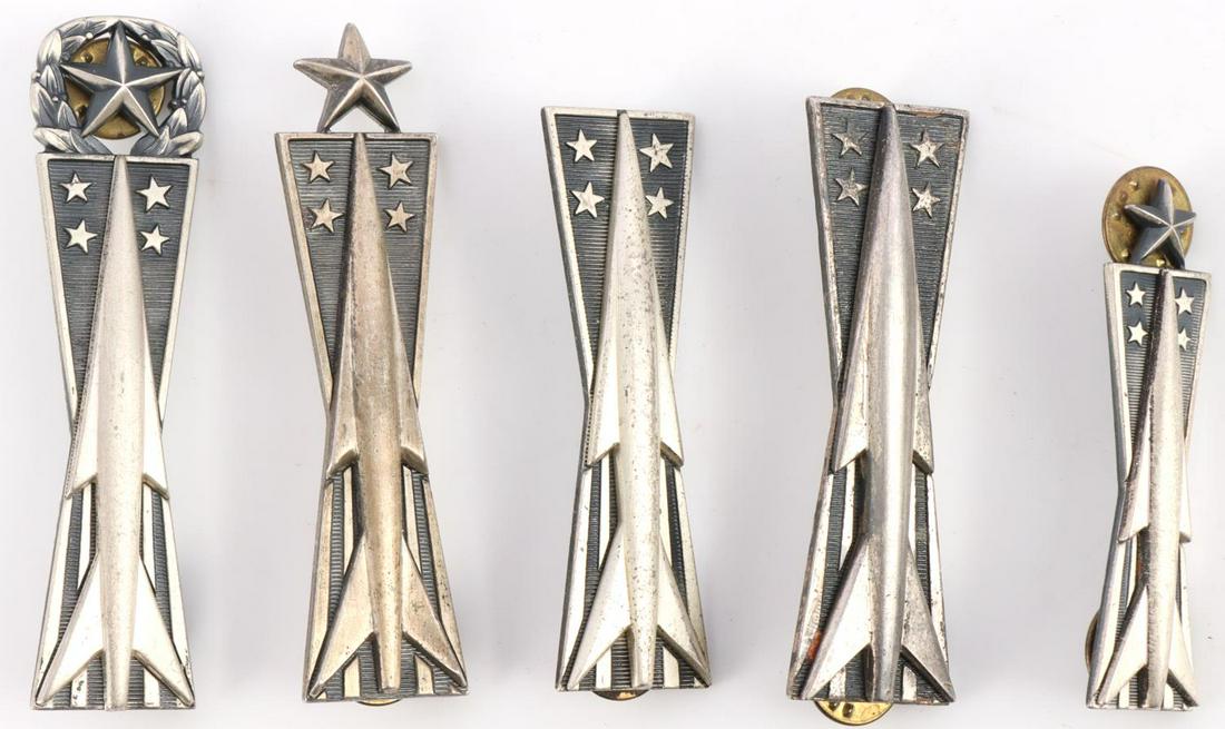 5 Sterling Us Air Force Missile Maintenance Badges Auction
