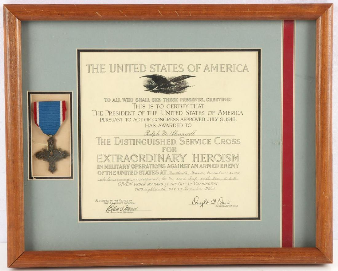 Wwi Distinguished Service Cross With Document