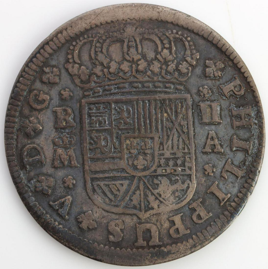 1721 Spanish 2 Reale Silver Coin 90% 4.9 Grams Auction