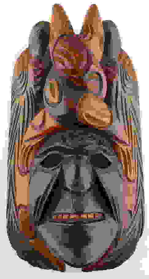 Vintage Mayan Wooden Two-headed Serpent Mask Auction