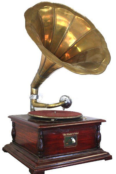 REPLICA GRAMOPHONE PHONOGRAPH WITH BRASS HORN