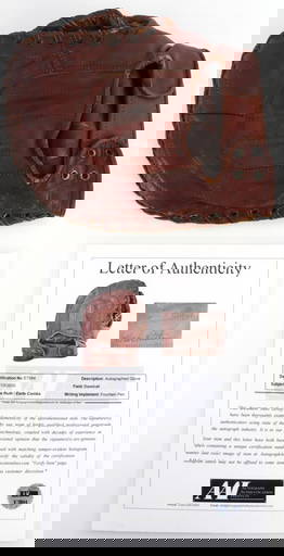 Babe Ruth & Earle Combs Signed Baseball Glove Coa