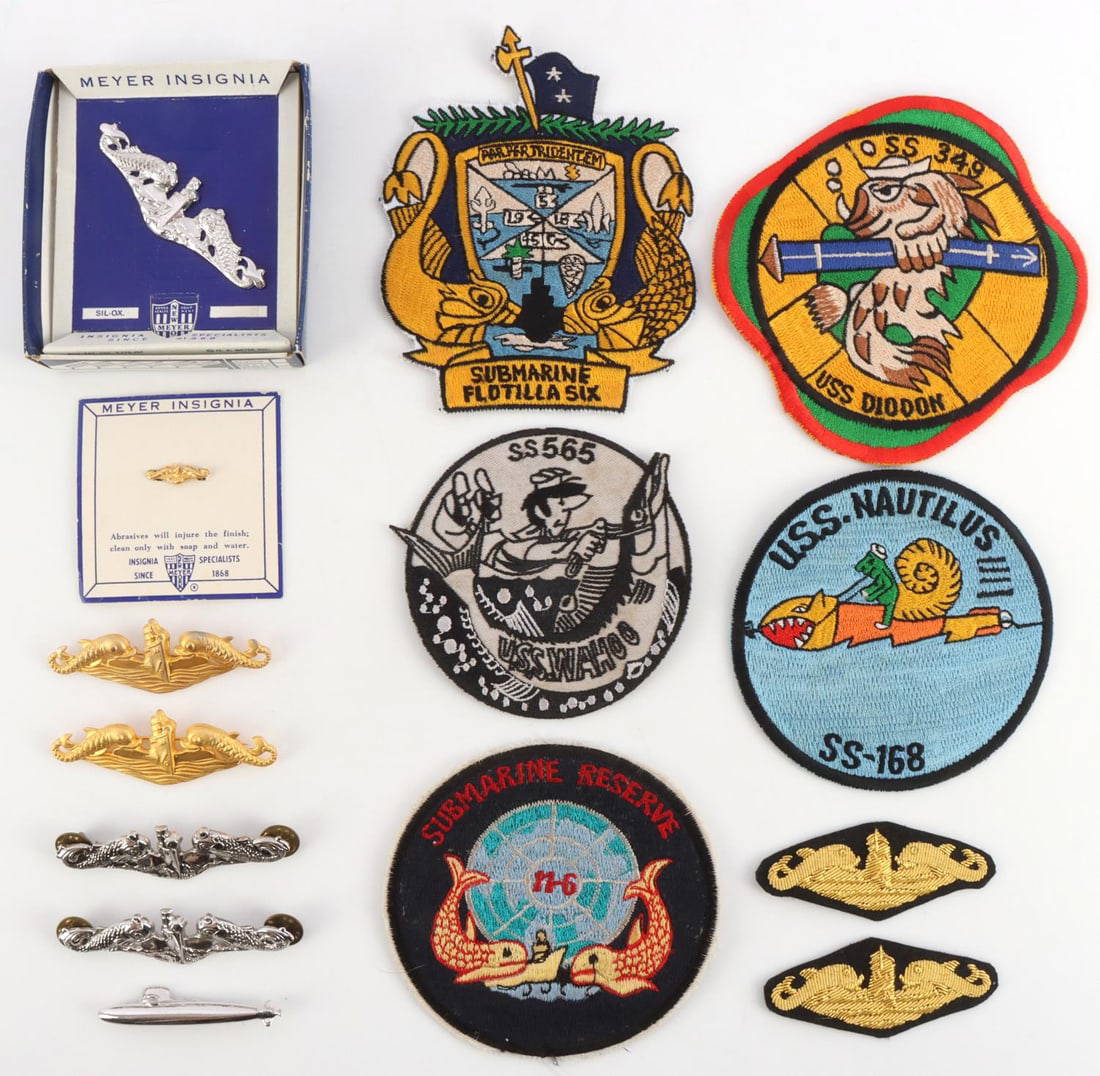 14 Wwii Us Navy Submarine Badges & Patches Lot Auction