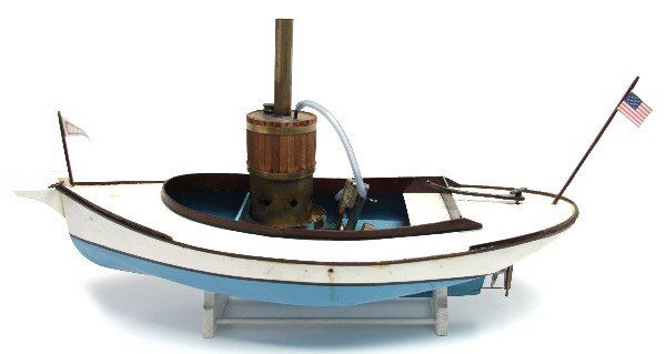 WOOD MODEL REMOTE CONTROL STEAM ENGINE BOAT