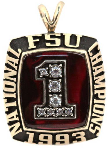 14k Gold 1993 Fsu National Championship Pendant