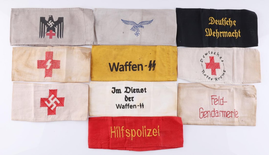 10 Wwii German Reich Luftwaffe & Waffen Armbands Auction