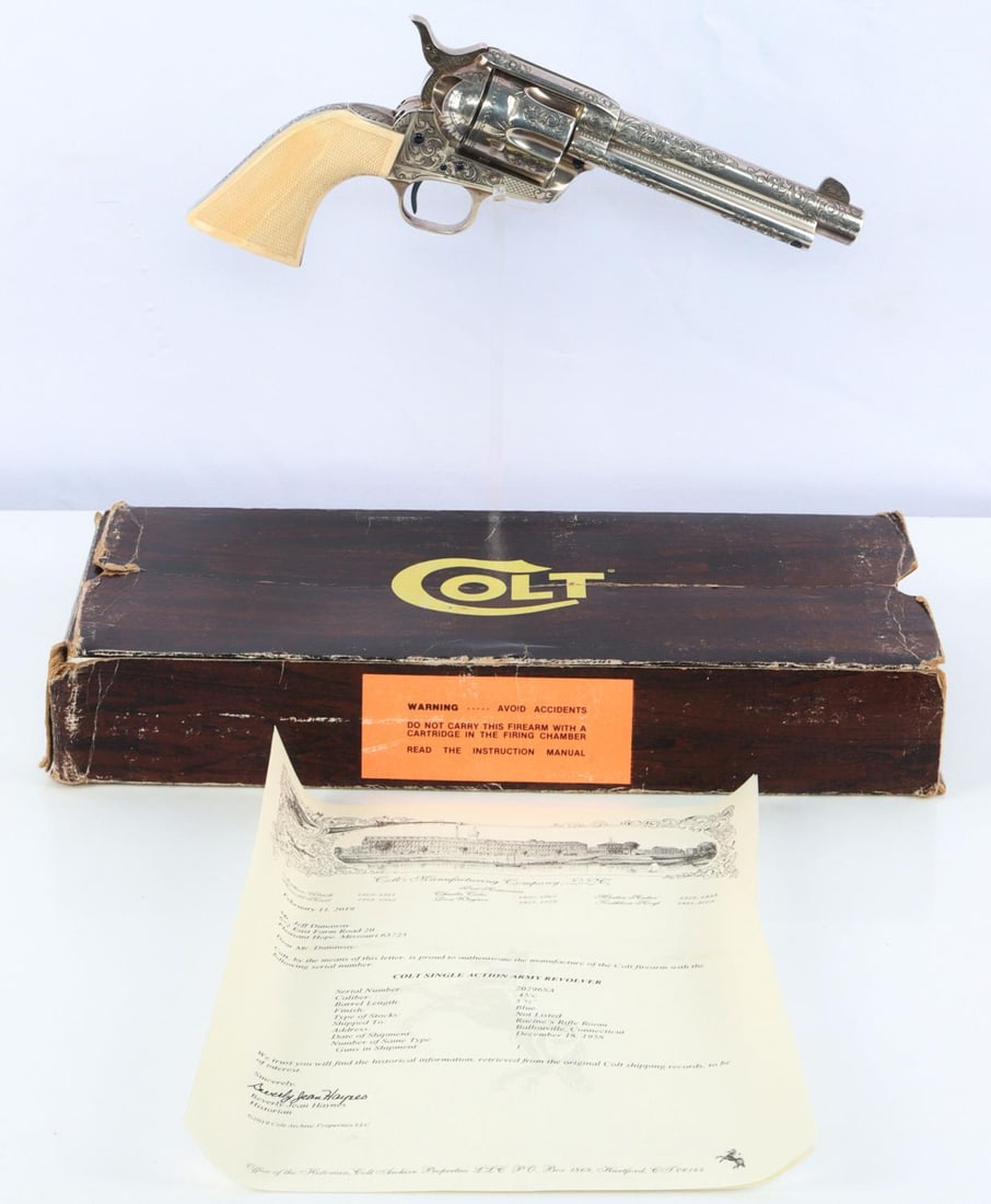 Engraved Silver Colt Single Action Army Revolver Auction