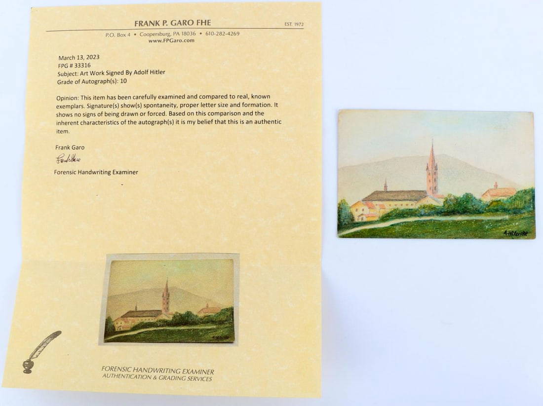 Wwii Adolf Hitler Colored Pencil Sketch W Coa Auction