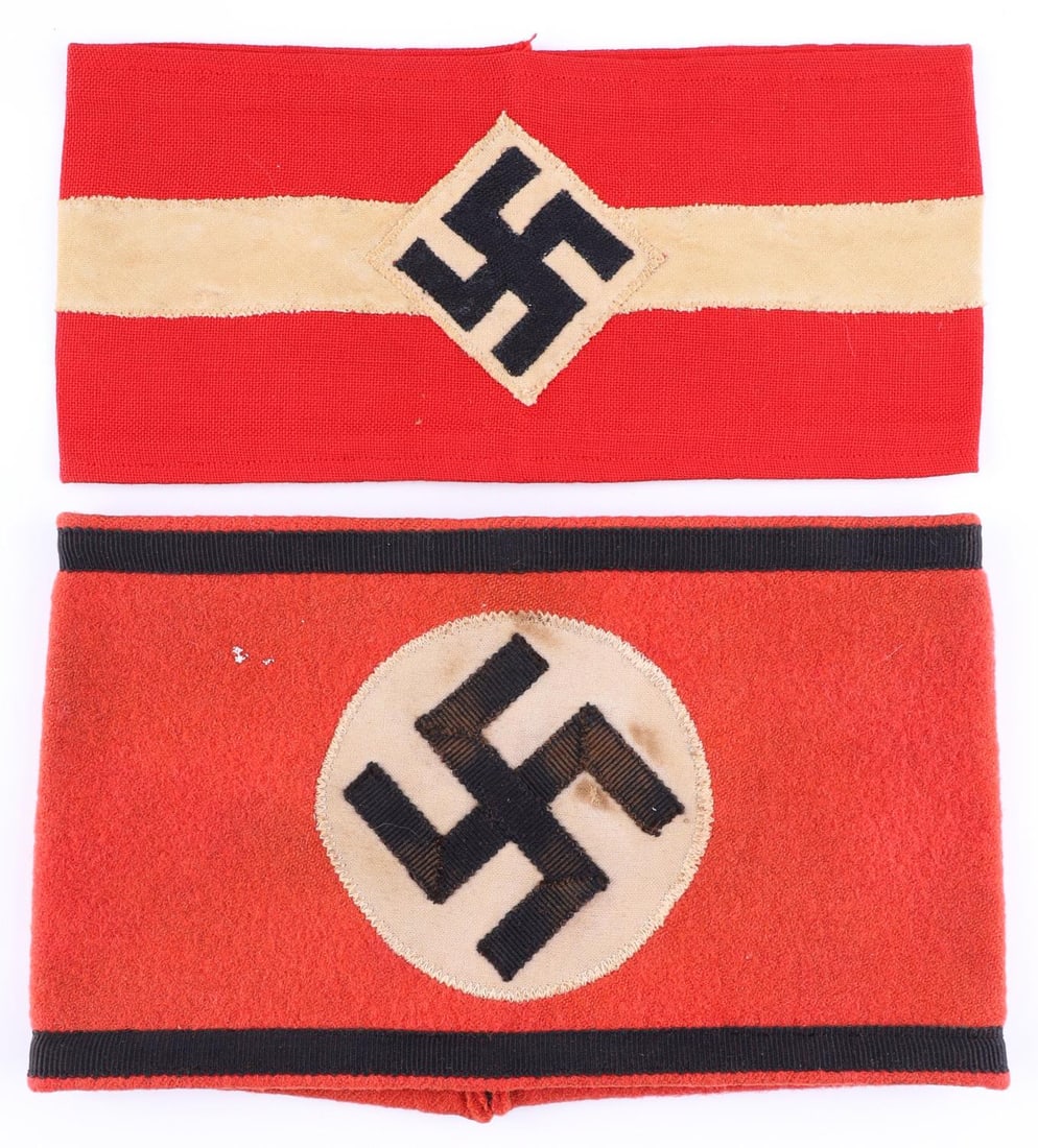 Wwii German Thrid Reich Ss & Hj Arm Band Lot Auction