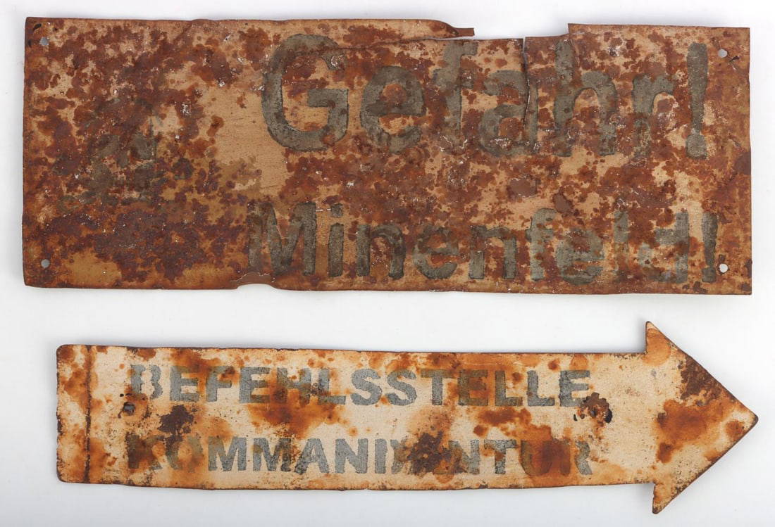 2 Wwii German Reich Minefield Trench Signs Auction