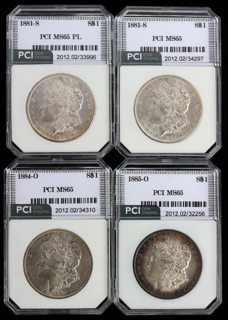 4 Morgan Dollar Ms65 Coins 1881-s 1885-o 1884-o Auction