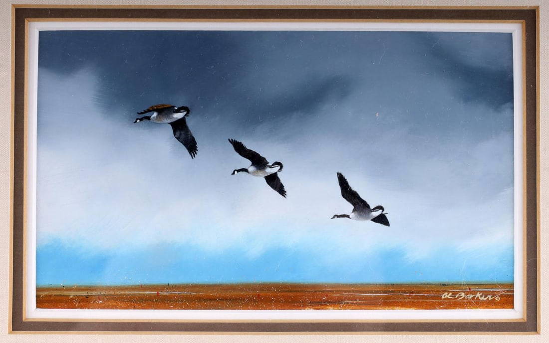 Al Barker Waterfowl Landscape Miniture Painting Auction