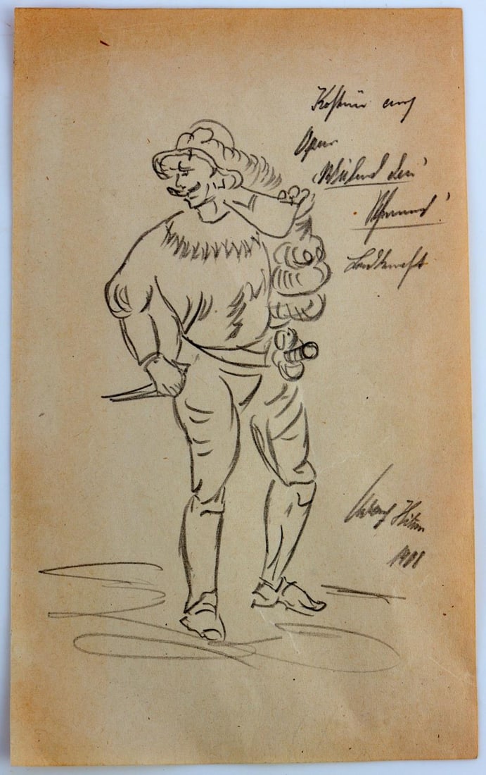 Adolf Hitler 1908 Pencil Sketch Of Soldier Auction