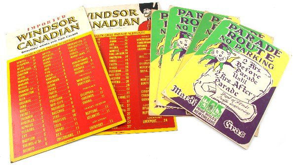 GROUP OF VINTAGE MARDI GRAS PARADE ROUTE SIGNS