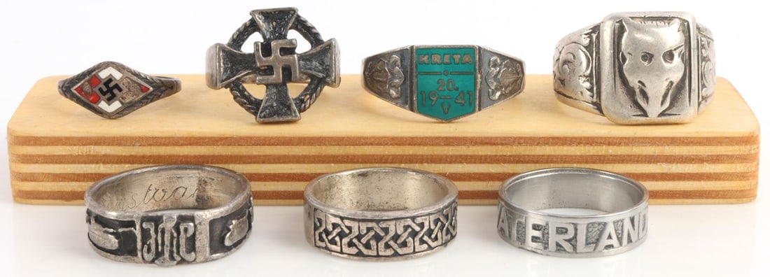 7 Wwii German Third Reich Ring Lot Nsdap Auction