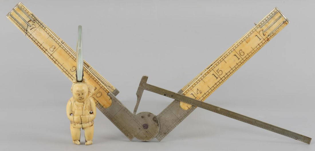 19th Century Ivory Slide Ruler & Bone Magnifier Auction