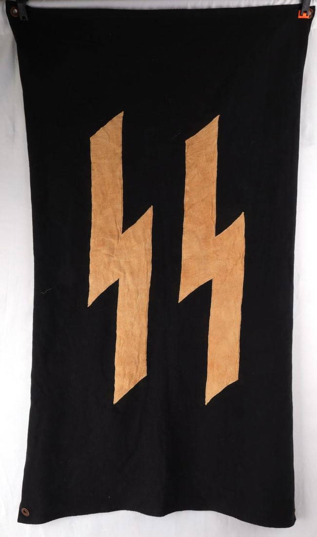 Wwii German Reich Waffen Ss Runes War Banner Flag Auction