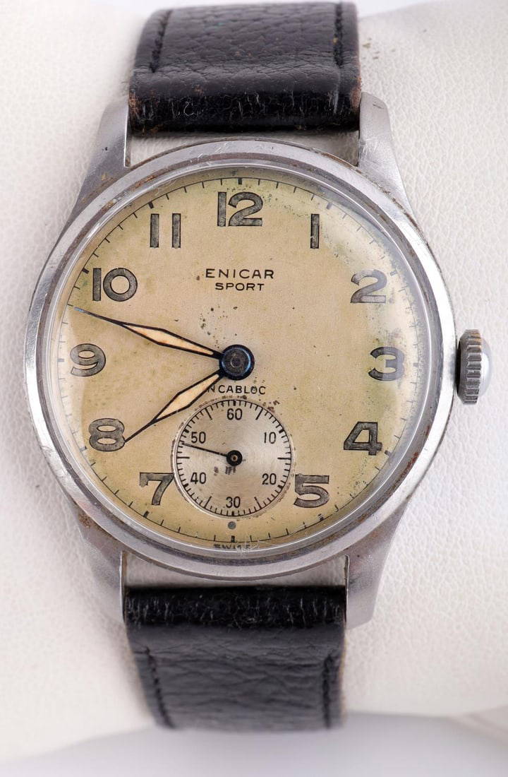 Vintage 1940s Enicar Sport Mens Military Watch Auction