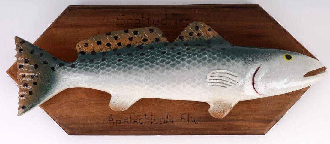Hand Carved Folk Art Spotted Trout Wood Fish Mount