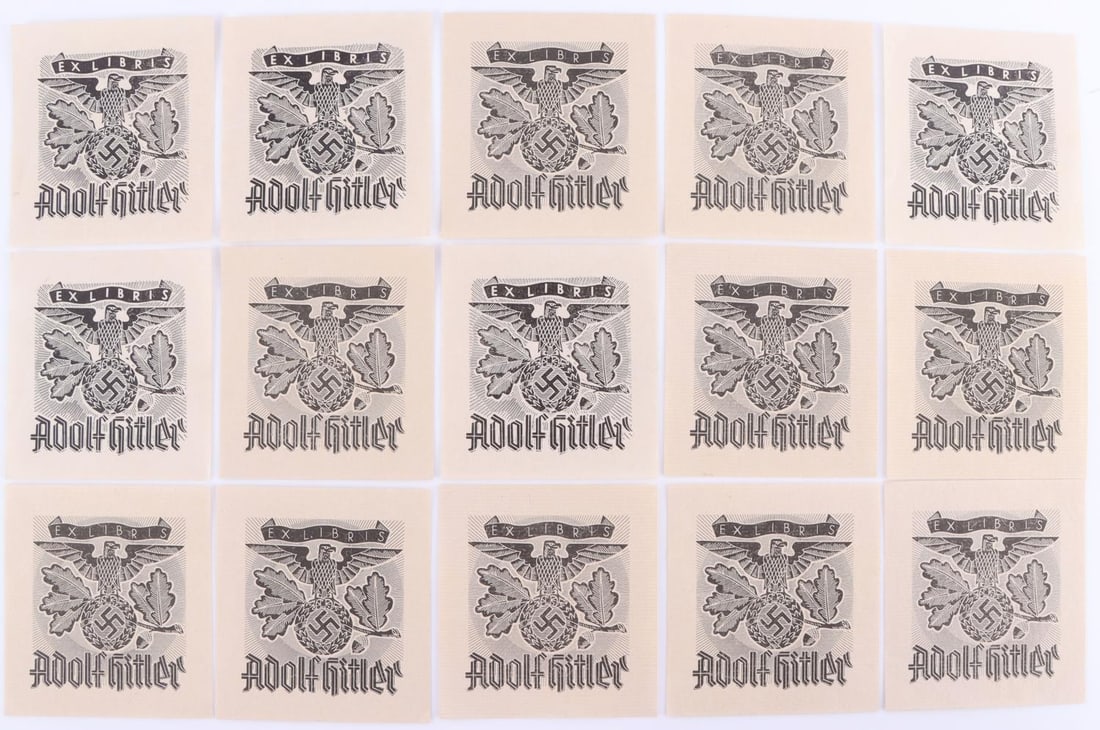 15 Ex Libris Adolf Hitler Library Book Stampage Auction